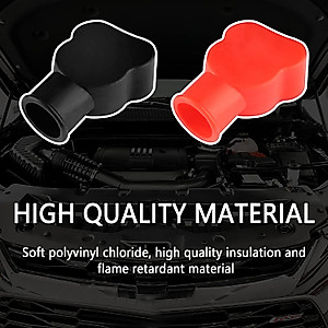 4PCS Battery Terminal Covers,Insulating PVC Battery Terminal Protector,Black&Red Marked Positive and Negative Car/Marine Battery Terminal Cover Kit