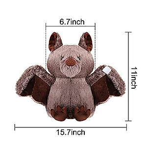 Plush Bat Bashful Stuffed Animal Bat Cute Plush Animal Halloween Furry Doll 11 Inches (Brown)