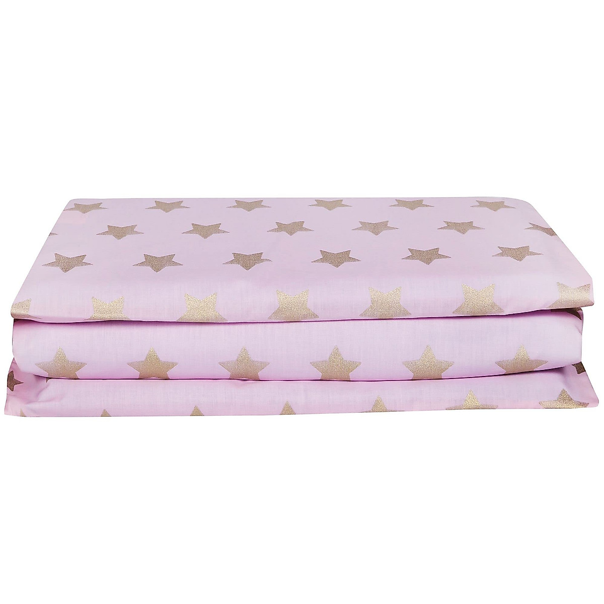 Wildkin Kids Nap Mat Cover – Soft, Sewn-in Flap, Durable & Fits 1.5" Vinyl Sleep Mats - Pink and Gold Stars