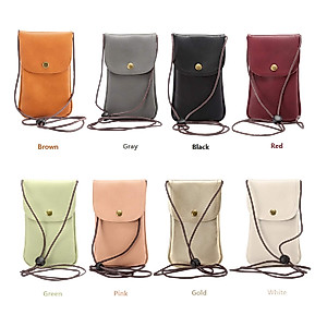 TECHCIRCLE Cell Phone Neck Pouch PU Leather Carrying Bag with Credit Card Holder Adjustable Strap, Small Travel Purse for iPhone 11 XR XS Max SE 8 7 6 Plus, Galaxy S10 S7 Edge A10 J7, Moto G6 (Black)