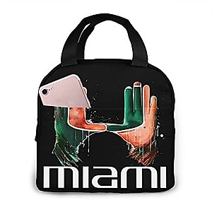 Arneycal Miami Hurricanes Limited Edition Portable Insulated Lunch Bag Waterproof Tote Bento Bag
