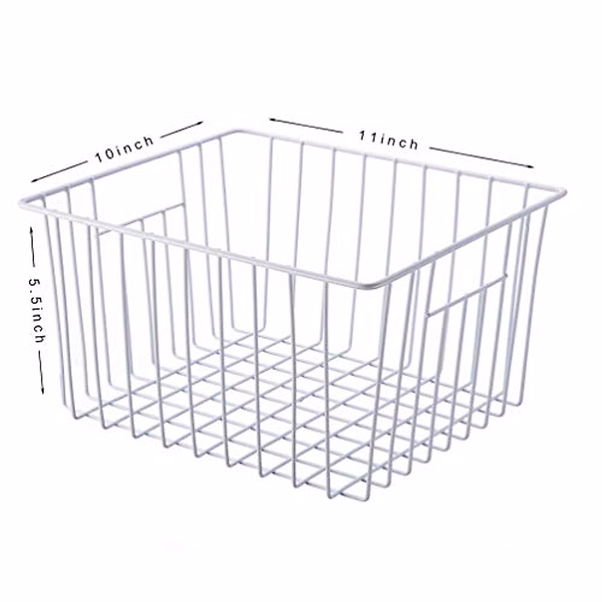 WenZBros Freezer Wire Basket Organizer, Refrigerator Metal Storage Divider, Household Container Bins with Handles for Kitchen, Pantry, Cabinet, Office, Closets