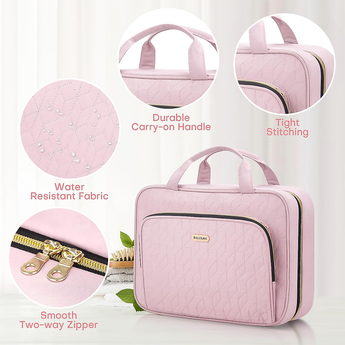 BALULHG Toiletry Bag with Hanging Hook, Portable Makeup Cosmetic Bags, Space-efficient, Collapsible Moving, making it more suitable for Travel