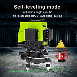 Zokoun IE12,12 Lines Green Beam 360° Rotary Self-leveling Laser Level Horizontal&Vertical Cross Line Leveler With Wireless Control 3D Laser Level with Li-ion Battery