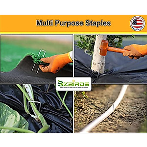 BzBirds USA Made 6 inch 11 Gauge Garden Landscape Staples Galvanized SOD Pins Lawn Stakes for Weed Barrier Fabric, Ground Cover, Holding Fence and Artificial Turf