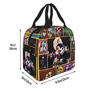 NIKROAD Nightmare Cartoon Before Christmas Tote Lunch Bag Novelty Printing Insulated Lunch Bag Cooler Bag Reusable Fashion Bento Bags
