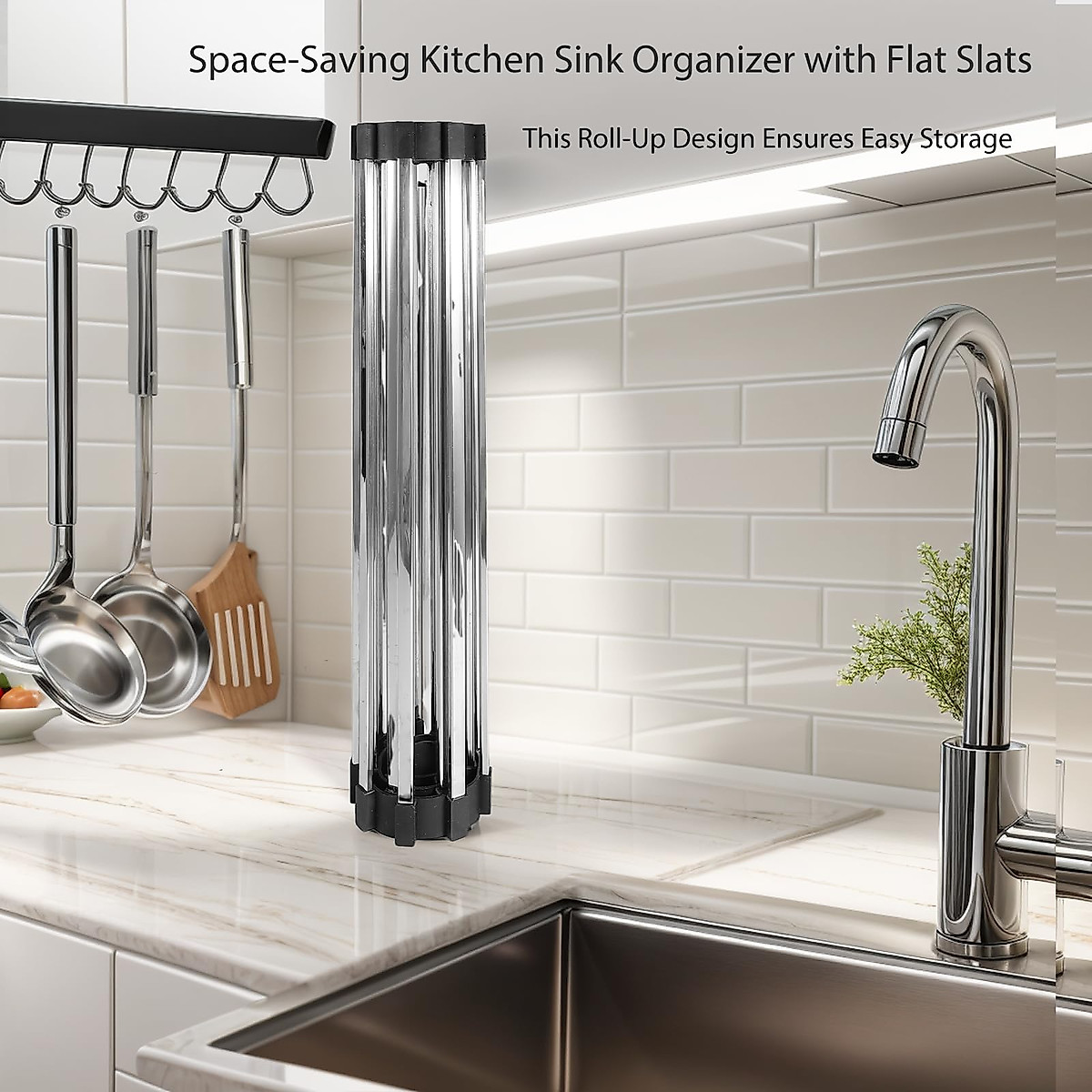 Roll Up Dish Drying Rack Over Sink Over The Sink Dish Drying Rack Kitchen Dish Drainer, Folding Dish Rack for Kitchen Sink Counter Stainless Steel Rectangular Tubing Mat Foldable Dish Dryer Racks