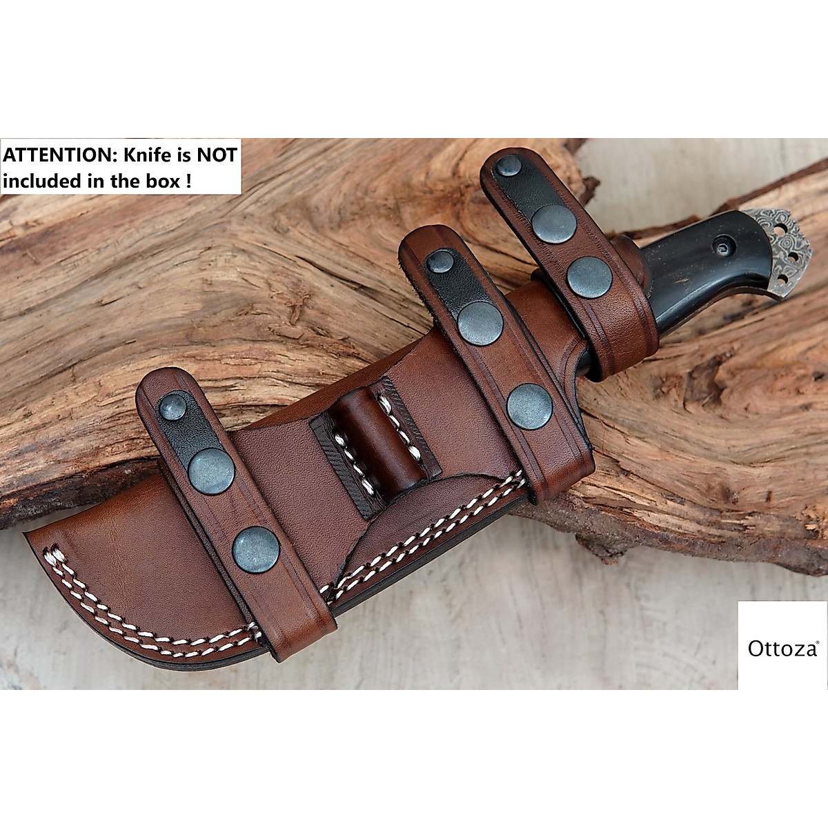 Ottoza TOP GRAIN Leather Knife Sheaths for Fixed Blade Knives, RIGHT HAND Leather Knife Sheath for Belt, Leather Knife Holster Belt Knife Holder, Horizontal Knife Sheath for Belt No:2