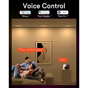 iLintek Lumary 12 Pack Smart Recessed Lighting 5/6 Inch, WiFi Recessed Lights Retrofit RGB Color Changing Can Lights, 13W 1000LM Metal Baffle Trim Downlight, Work with Alexa/Google Assistant/Siri