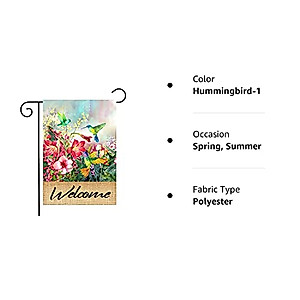 Hummingbird Garden Flag Spring Hibiscus Flower Summer Garden Flags 12x18 Double Sided Welcome Flag Home Outdoor Patio Yard Lawn Decor