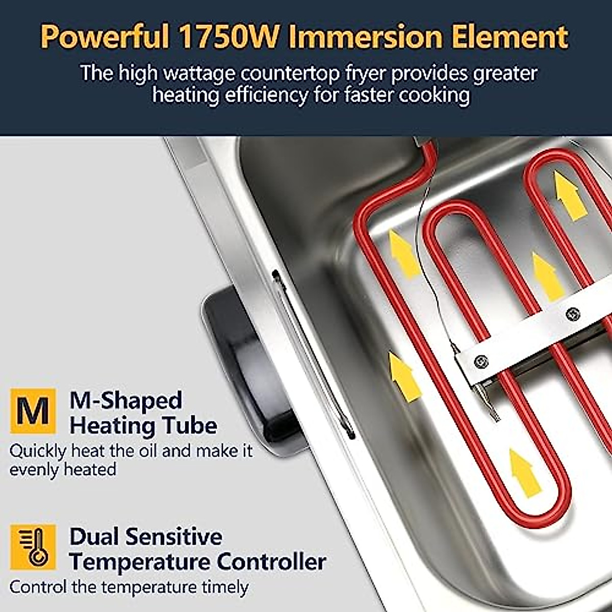 Festa Essential 13.6QT Electric Deep Fryer with 6L(6.5QT)Frying Basket&Lid,1750W Stainless Steel Commercial Countertop Single Tank Oil Fryers with Temperature Control&Timer for Home Kitchen Restaurant