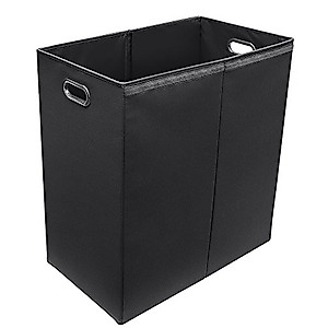 Sorbus Laundry Hamper with Lid Closure – Foldable Double Sorter Detachable Cover and Divider, Built-in Handles for Easy Transport, Black