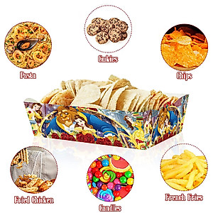 30 Pack Beauty and The Beast Birthday Party Supplies, Beauty and The Beast Food Tray Beauty and The Beast Party Favors Paper Food Serving Tray Beauty and The Beast Paper Trays