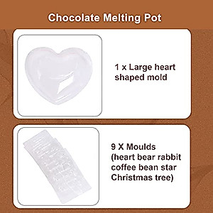 Chocolate Melting Pot Electric Fondue Melter Machine Set with Mold DIY Pink Stainless Steel Plastic Home Candy Chocolate Making Melting Pot Kitchen Tool Double-pot