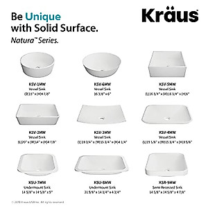 Kraus KSV-4MW Natura Bathroom Sink, Rectangular 19.6 x 15.7 inch