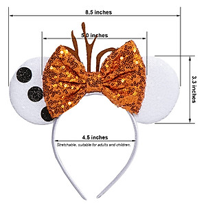 CHuangQi Mouse Ears Headband with Shiny Bow, Double-sided Sequins Glitter Hair Band, for Birthday Party Celebration & Event (XC16)