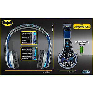 eKids Batman Bluetooth Headphones for Kids, Wireless Headphones with Microphone for Video Call or Zoom Meeting, for Fans of Batman Merchandise and Gifts