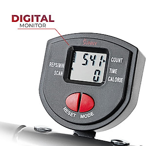 Sunny Health & Fitness Row-N-Ride® Plus, Heavy Duty Assisted Squat Machine with 300 LB Max Weight Capacity, Adjustable Resistance and Thick Padded Seat - NO. 077PLUS