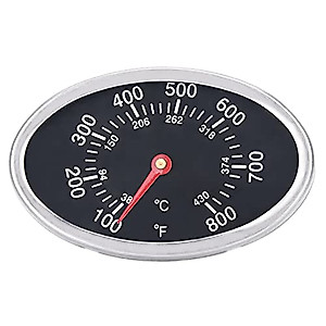 GasSaf Lid Thermometer Temperature Gauge Replacement for Nexgrill, Grill master 720-0697, Charmglow 720-0234, Aussie, Brinkman, Members Mark and Other Gas Grill, Oval Stainless Steel Heat Indicator