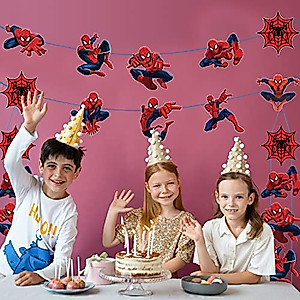 Spider Door Sign Banner , Hanging Flags for Outdoor Indoor Home Wall Decor, Superhero Themed Birthday Party Banner Party Decorations Supplies (10 Packs)