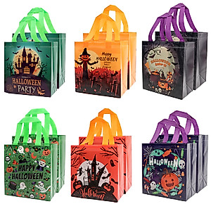 BAHABY 12PCS Halloween Treat Bags Large Gift Bags with Handles Trick or Treat Bags for Kids Halloween Party Favors