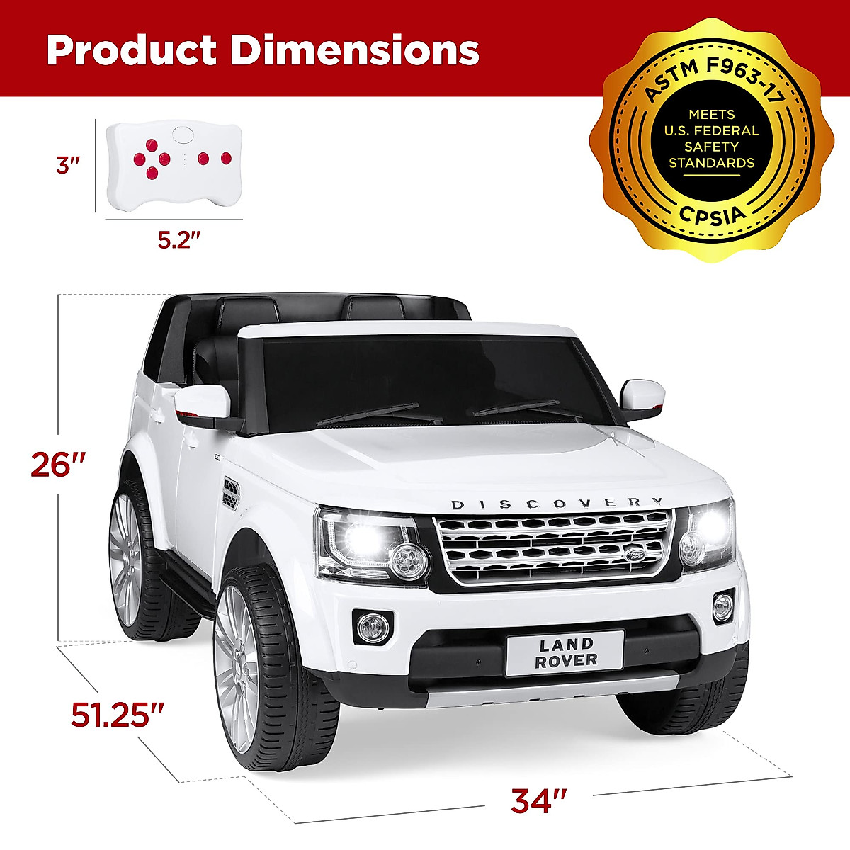 Best Choice Products 12V 3.7 MPH 2-Seater Licensed Land Rover Ride On Car Toy w/Parent Remote Control, MP3 Player - White