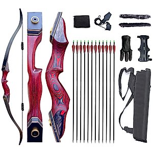 Monleap Archery 60" Takedown Hunting Recurve Bow and Arrows Set for Adults & Youth Longbow Kit Competition Survival Targeting Shooting Right HandLaminated Wooden Riser 30lb-60LB (60lb)