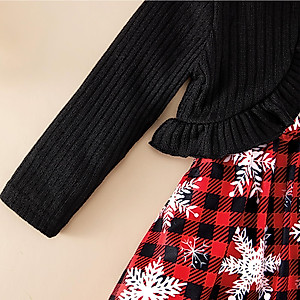 Baby Girl Holiday Dress Outfit Christmas Clothes Set Toddler Christmas Print Plaid Tank Dress and Red Ruffle Cardigan 4-5 Years