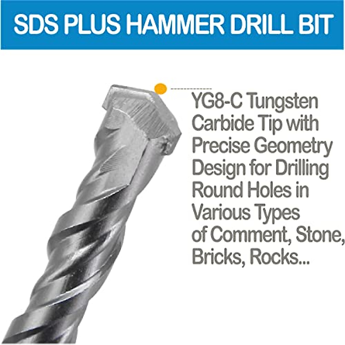 SDS-Plus Rotary Hammer Rock Drill Bit 3Pcs 5/32 in.x 6 in. Carbide Tip Drill Mason Concrete Bricks