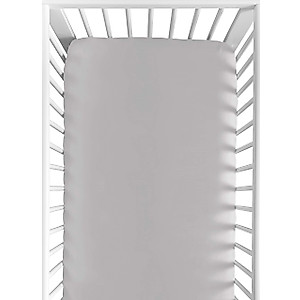 Solid Grey Baby or Toddler Fitted Crib Sheet for Celestial Collection by Sweet Jojo Designs