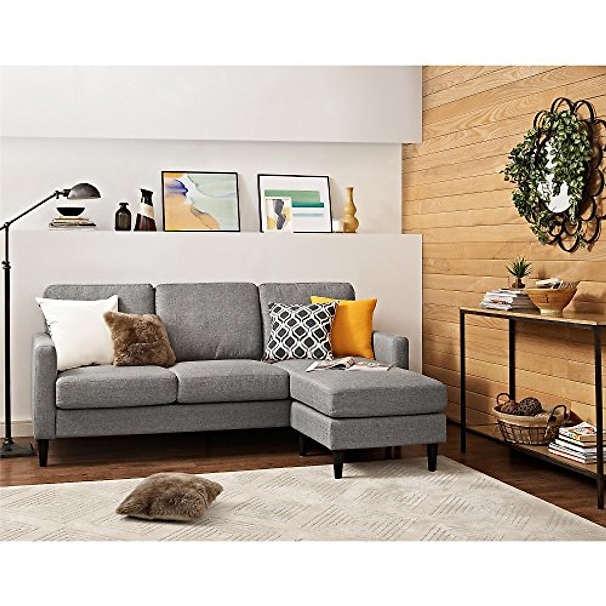 Dorel Living Kaci Sectional Upholster, Gray