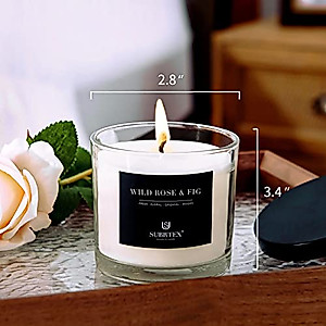 subrtex Wild Rose & FIG Scented Candles for Women, 7oz Small Jar Single Wick Candle, 40 Hours of Burn Time, Highly Scented Aromatherapy Candle Valentine's Day Gift for Bathing Massage