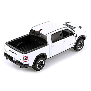 2019 RAM 1500 Rebel Crew Cab Pickup Truck White 1/24 Diecast Model Car by Motormax 79358