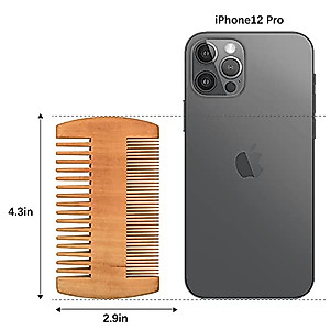 Beard Power Wooden Beard Comb & Durable Case for Men with Sexy Beard, Fine & Coarse Teeth, Pocket Comb for Beards & Mustaches (motorcycle brown)