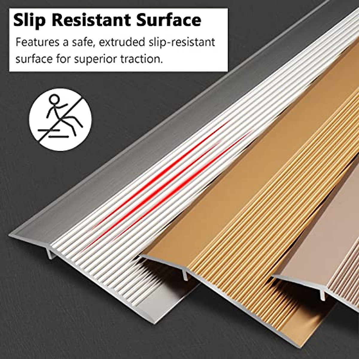 ETULLE Floor Transition Strip Metal, Black Gold 10cm Extra Wide Threshold Reducer for Doorways Step Down 1 Inch, Tile to Carpet Edge Trim for Entry Large Drop Crack