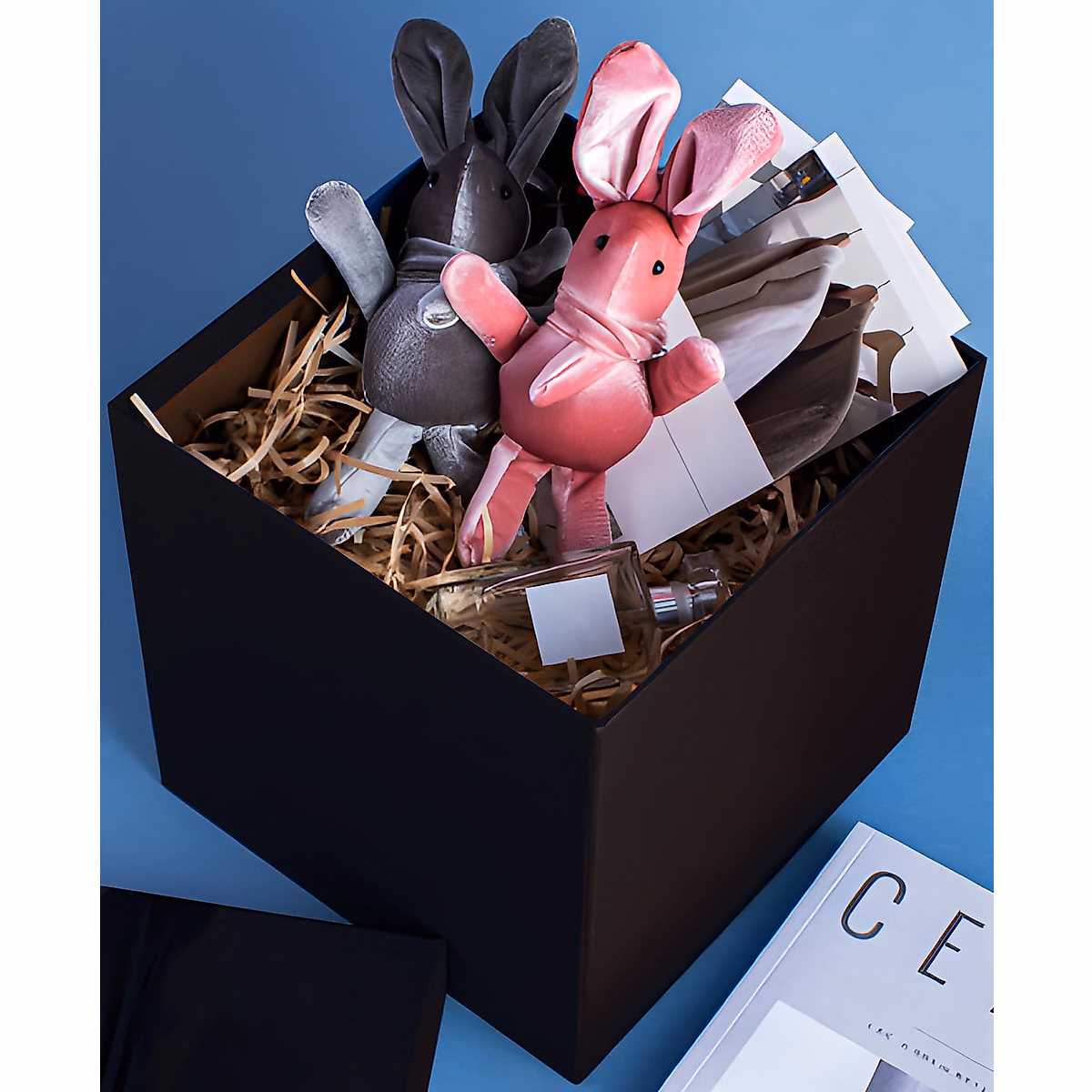 SCORYULE Extra Large Gift Box with Lids and Handle, 12.6" Black Collapsible Gift Box for Birthdays, Parties, Showers, Valentine's Day