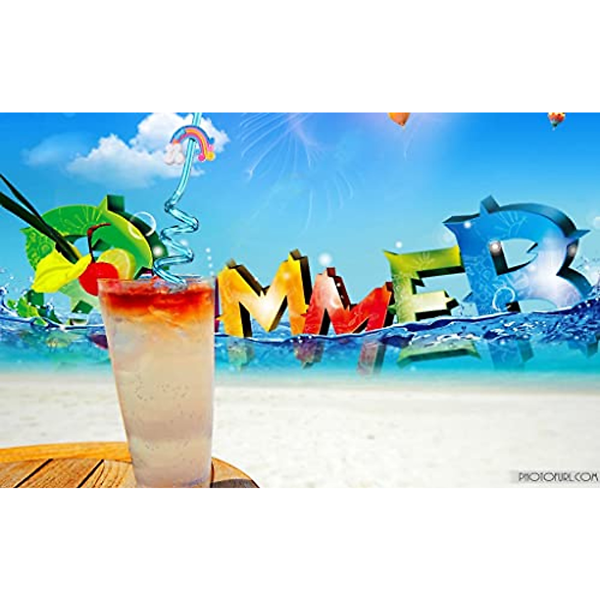 Reusable Rainbow Drinking Plastic Straws25 and 2 Cleaning Brush, unicorn Party Supplies, Birthday Party Favors Decorations- set of 27