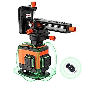 DOVOH Floor Laser Level 360 Self Leveling 3D Laser Levels for Construction 66ft 12 Lines Laser Leveler Tiling with Remote Control & Dual Batteries Green Beam, KF3-360G