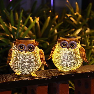 2 Packs Solar Lantern - Outdoor Hanging Lights Green Decorative Garden Lights Waterproof Metal Lanterns for Yard Table Patio Lawn