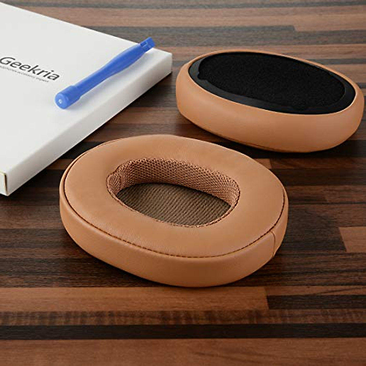 Geekria QuickFit Replacement Ear Pads for Skullcandy Crusher Wireless Crusher Evo Crusher ANC Hesh 3 Headphones Ear Cushions, Headset Earpads, Ear Cups Repair Parts (Brown)