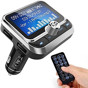 Bluetooth FM Transmitter for Car, Wireless Bluetooth 5.0 Radio Adapter Car Kit with Handsfree Calling 2 USB Ports Voltage Detection Support TF Card U-Disk