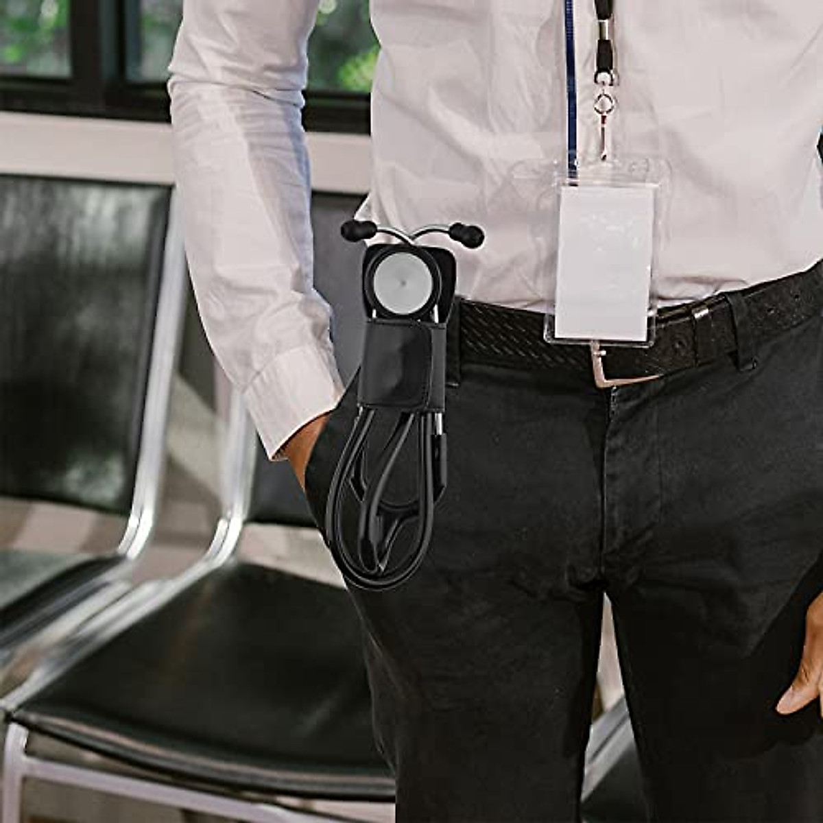 Beautyflier Black PU Leather Stethoscope Holder with Clip for All Models: Littmann, ADC, MDF, Adscope, Perfect for Physicians, Nurses, EMT, Medical Nursing Students, Work with Comfort (Black)