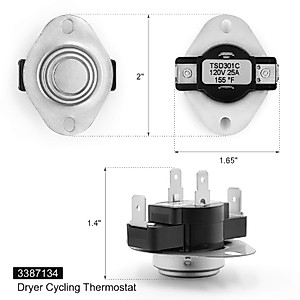 3977393 & 3392519 Dryer Thermal Fuse & 3977767 Dryer High Limit Thermostat & 3387134 Dryer Cycling Thermostat - Compatible with Whirlpool Kenmore Dryer