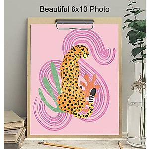 Abstract Cheetah Print Wall Art - Mid Century Modern Decor - Aesthetic Room Decor - Minimalist Wall Art - Pink Boho Wall Decor - Bohemian Wall Decor - Gallery Wall Art - Leopard Print