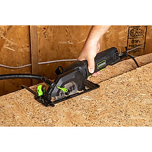 Genesis GCS445SE 4.0 Amp 4-1/2" Compact Circular Saw with 24T Carbide-Tipped Blade, Rip Guide, Vacuum Adapter, and Blade Wrench
