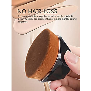 Flat Top Foundation Brush, TEOYALL Flawless Kabuki Brush Face Makeup Brush for Blending Liquid, Cream, Cosmetics with Storage Box (Black)