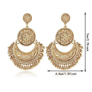 CHUNYANAN Bohemian Ethnic Retro Style Gold SilverTassel Dangle Drop Earrings For Women personalized Mexico Gypsy Dangle Earrings Jewelry (Gold Chandelier Tassel Dangle Drop Earrings)