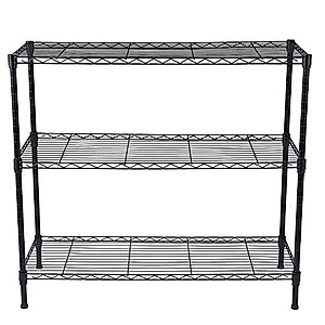 SoSo-BanTian1989 Metal Standing Shelf Units, 36" W x 14" D x 32" H Expandable/Adjustable Steel Wire Shelving Large Storage Rack Organizer (3-Tiers, Black)