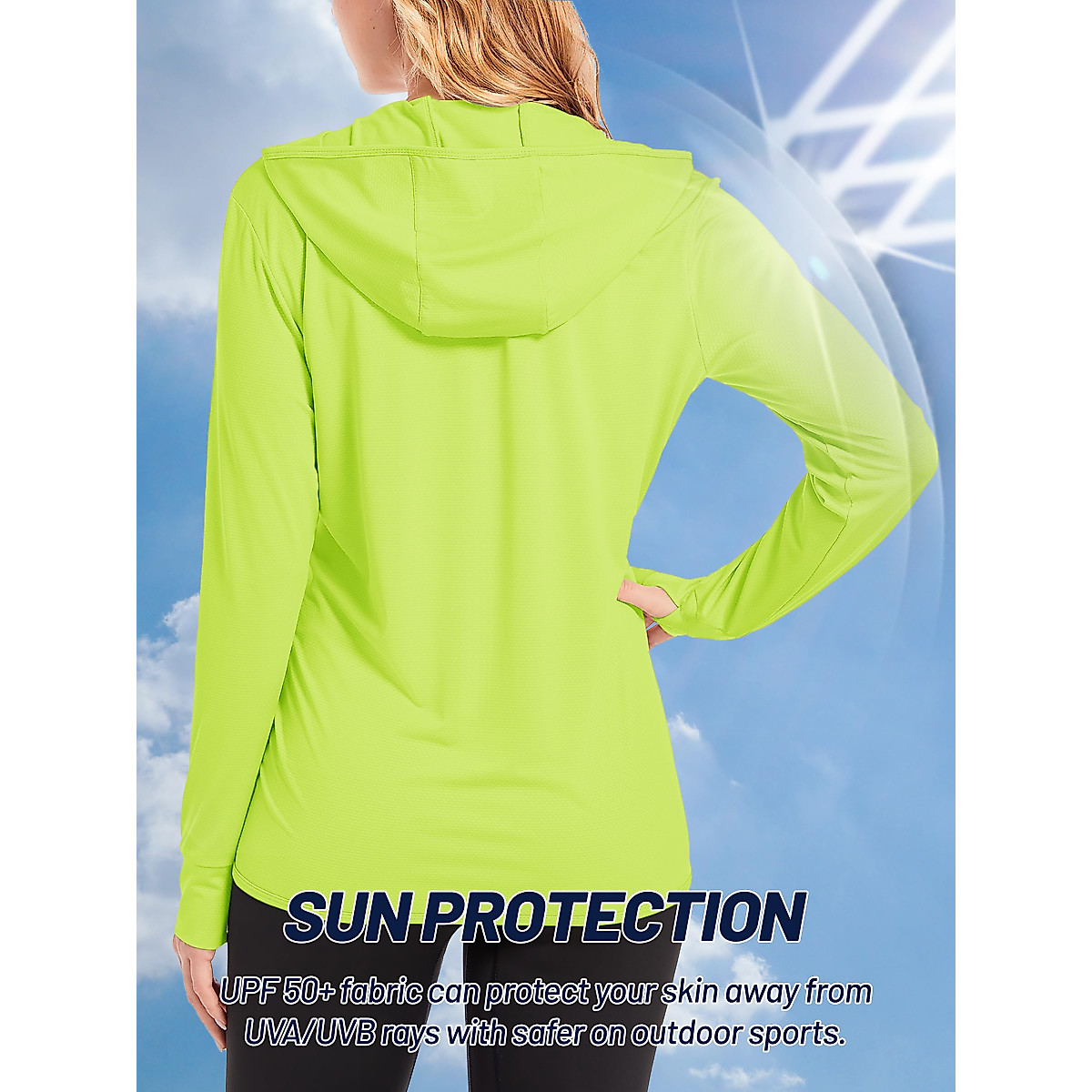 TACVASEN SPF Jackets for Women with Pockets Sun Protection Traveling Rash Guard Hoodie Shirts, F-Green, L
