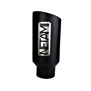 4 inch Inlet to 6 inch Outlet 15 inch Overall Length NETAMI Diesel Exhaust Tip Stainless Steel High Temperature Black Ceramic Coated Clamp-on Rolled Edge Single Wall Overall Length: 15"